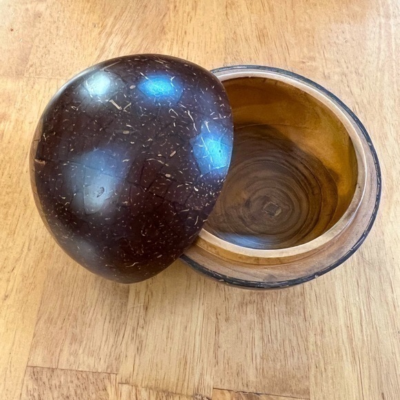 Hand Crafted | Accents | Polished Coconut Trinket Dish Sphere Opens Up ...